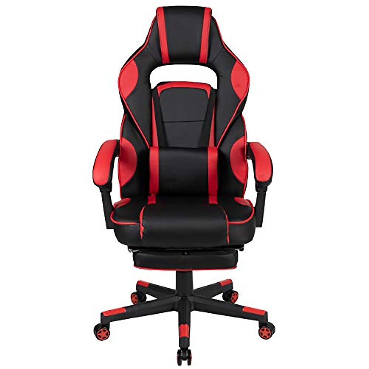 Flash Furniture X40 Gaming Chair Racing Ergonomic Computer Chair with Fully Reclining Back/Arms, Slide-Out Footrest, Massaging Lumbar - Red