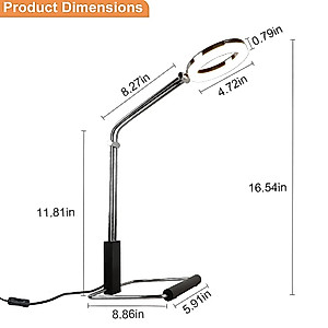 DINGLILIGHTING DLLT Metal LED Desk Lamp, Adjustable Eye-Caring Architect Table Lamp, Modern Small Tall Reading Lamp for Bedroom, Study Room & Office Work Lighting (Silver)