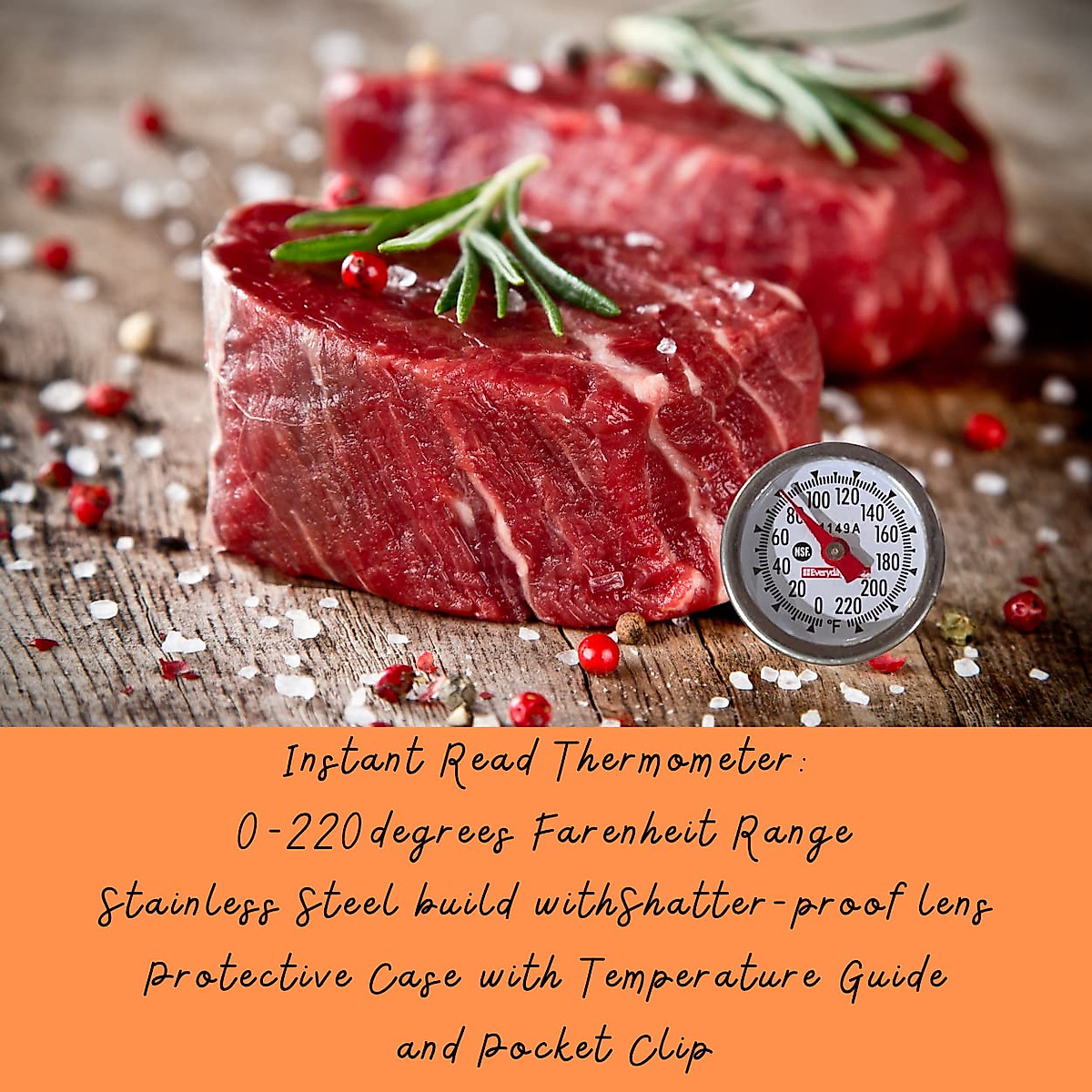 Cooking Thermometers Set, Classic Analog Meat and Instant Read Kitchen and Food Safety