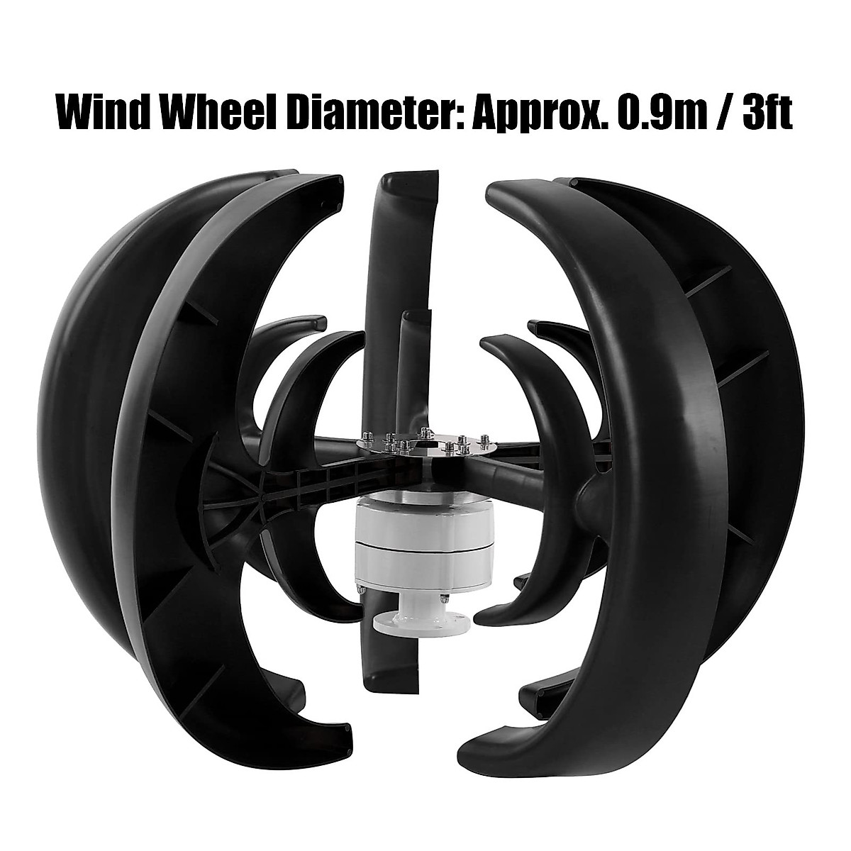 Wind Turbine Generator, 12V 24V 48V 1200W Wind Vertical Axis Generator with Hybrid Controller, 5 Leavies Wind Turbine Generator Kit for Boats, Terraces, Cabins, Mobile Homes(#1)