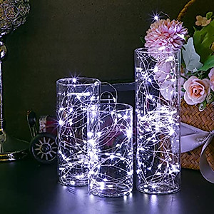 Clear Glass Vases Cylinder Vases for Centerpieces and 10 ft 30 LED White Fairy Lights Battery Operated Mini String Lights for Jar DIY Wedding Party Home Table Christmas Decor (4 Set)