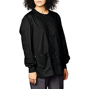 WonderWink Plus-Size Snap Front Jacket Outerwear, Black, 3X-Large
