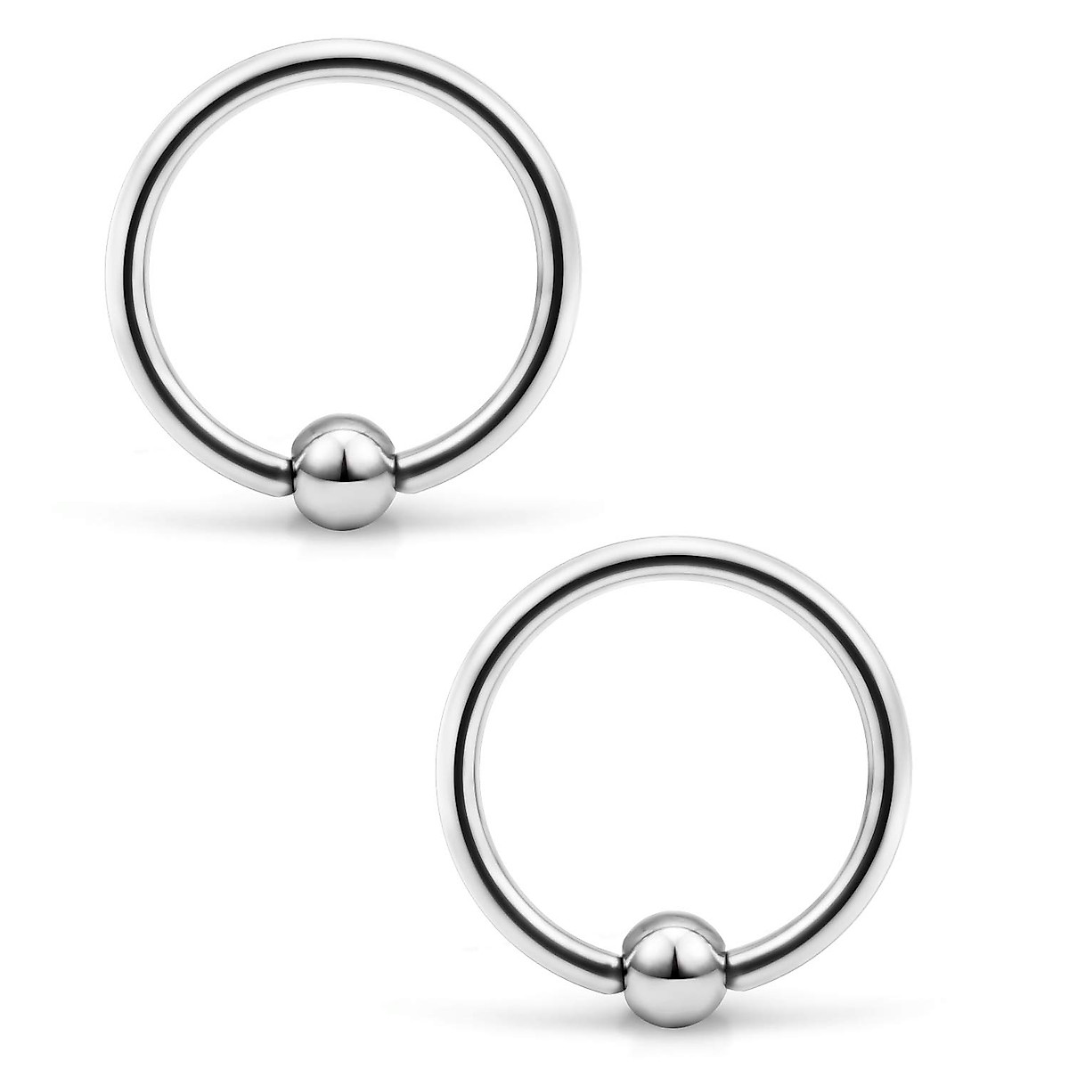 Ftovosyo 14G 36PCS Captive Bead Ring Stainless Steel Nose Nostril Septum Tragus Belly Helix Lip Eyebrow Earring Hoop Rings for Women 10mm