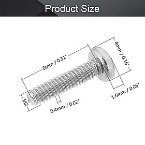 MroMax 60Pcs M2 x 8mm Pan Head Phillips Machine Screws, 304 Stainless Steel 18-8, Fully Thread, Metric Silver Gray Cross Head Screws Bolts for Computers, Camera and Other Small Electronic Devices