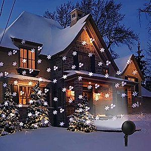 Christmas Projector Lights Outdoor Snowflakes Indoor Projection Snowfall Lights Xmas Show LED White Spotlight Waterproof for New Year Holiday Party Wedding House Garden Patio Outside Decorations, Black