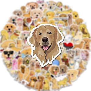 100 Pcs Golden Retriever Stickers| Vinyl Waterproof Stickers for Laptop,Computer,Phone,Skateboard,Hydro Flask,Water Bottles