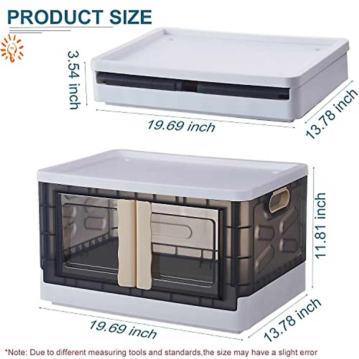 XJJX Large Storage Bins with Lids,10.5Gal Folding Storage Box with Wheels,Handles,Dual Open Design,Closet Organizers and Storage for Organizing Clothes,Towels,Toys,Books,Snacks,Drinks,Fruits (Beige 2)