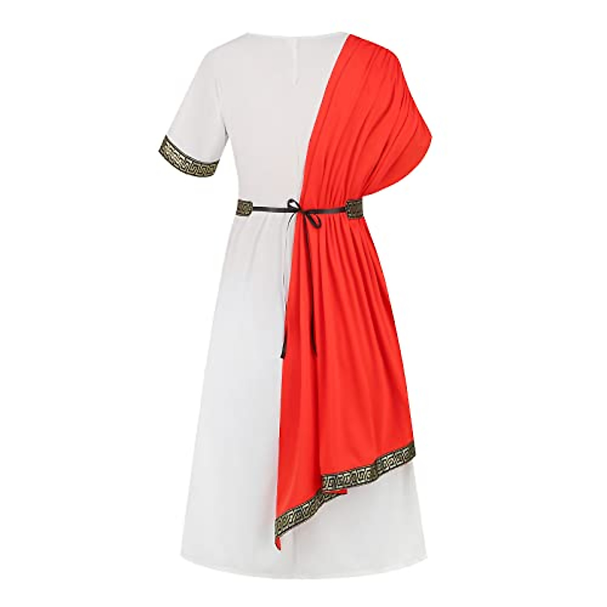 yolsun Grecian Toga Costume for Kids, Ancient Greek Goddess Gostume for Girls/Boys, Halloween Roman King Costume Dress up (6-8 Years, Red)