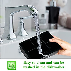 Large Ice Cube Tray 2 Pack Silicone Ice Cube Trays with Lid for Freezer Stackable Ice Cube Mold for Making Large Square Ice Cubes for Cocktails & Bourbon- Black