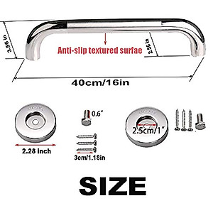 16 Inch Stainless Steel Chrome Shower Grab Bar, ZUEXT Towel Bar, Bathroom Balance Bar, Safety Hand Rail Support, Handicap Elderly Injury Senior Bath Assist Handle