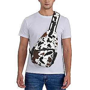 Cow Print Sling Backpack,Crossbody Sling Bag Travel Hiking Daypacks Pattern Rope Chest Shoulder Daypack For Men Women
