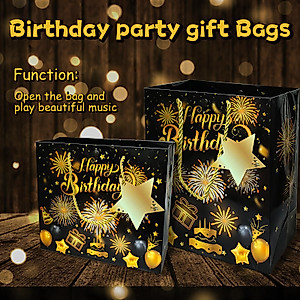 DTESL Lights Fireworks and Cheering Musical Gift Bag - Designed for Birthday,Birthday gift bags are given to wives husbands men and women-10" x 8.8" x 4"