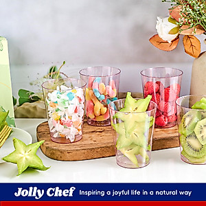 JOLLY CHEF 10 oz Purple Plastic Cups, 100 Pack Party Glasses Tumblers, Heavy Duty Purple Glitter Disposable Cups for Wedding, Thanksgiving, Christmas, Halloween