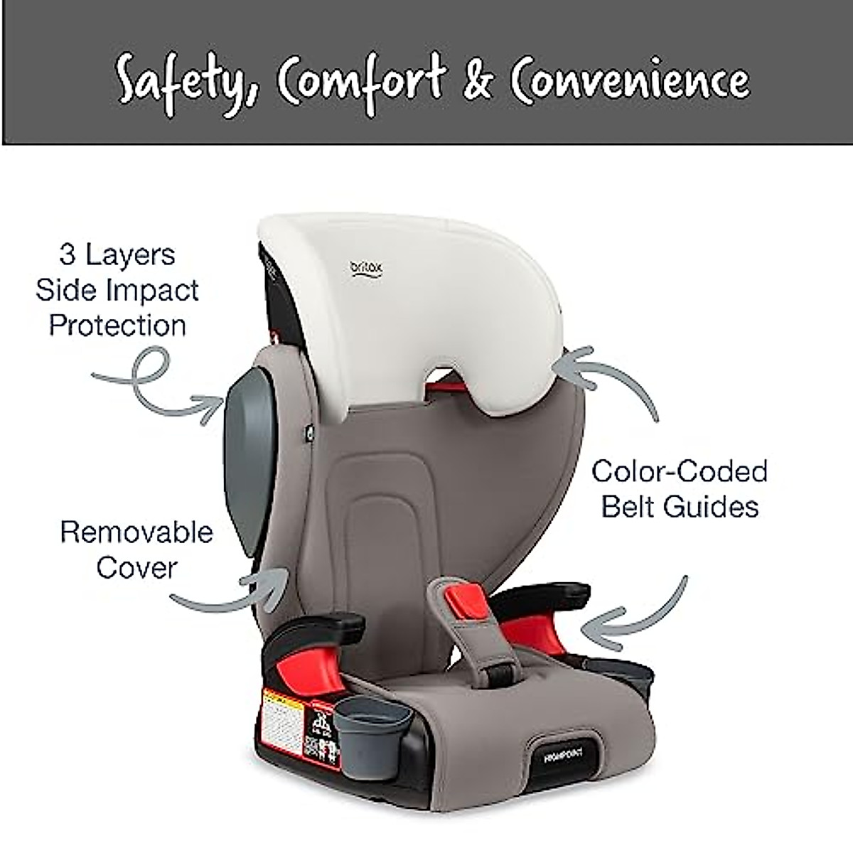 Britax Highpoint Backless Belt-Positioning Booster Seat, SafeWash Gray Ombre