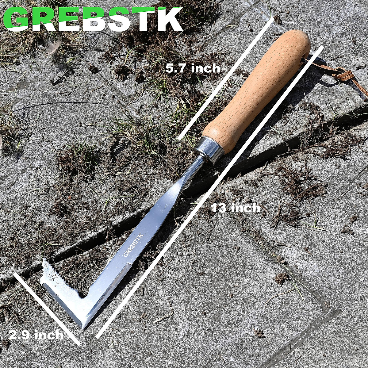 GREBSTK Crack Weeder Crevice Weeding Tool Stainless Steel Manual Weeder Beech Handle Gardening Tool