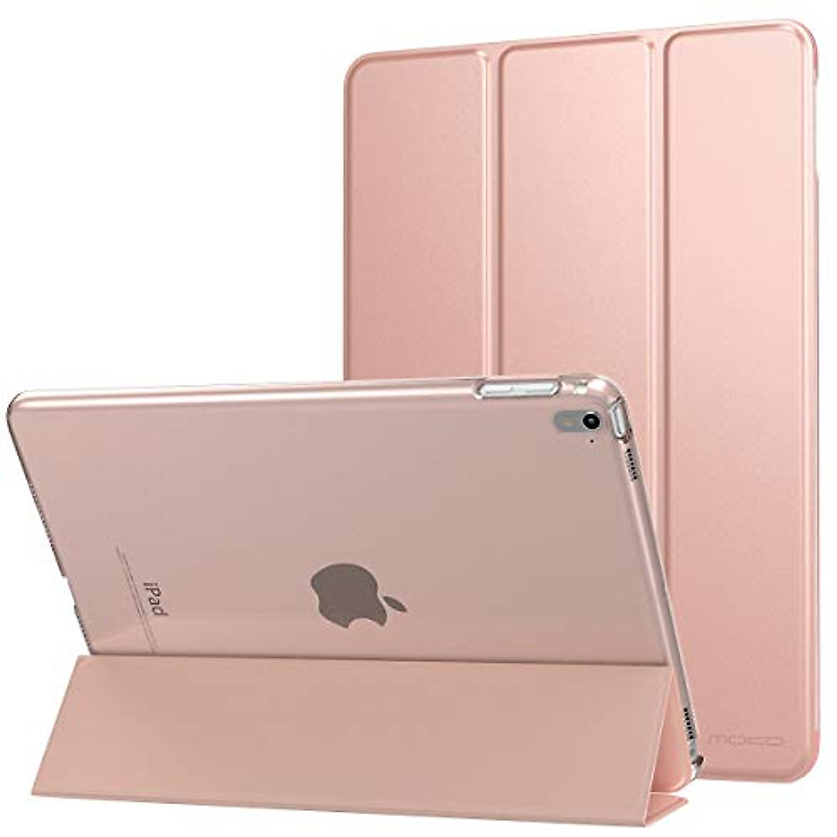 MoKo Case Fit Apple iPad Pro 9.7 Inch 2016 Release Tablet ONLY(A1673/A1674/A1675) - Slim Lightweight Smart Shell Stand Cover with Translucent Frosted Back Protector, Rose Gold (with Auto Wake/Sleep)