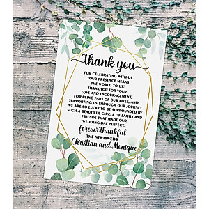 Personalized Eucalyptus Wedding Thank You Place Cards, Custom Place Setting Cards, For Bridal Shower, Reunion, Reception, Celebration, Rehearsals, Dinner Parties, Events 50 Cards 4"x6". Made in USA
