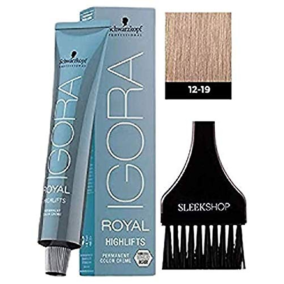 Schwarzkopf IGORA Royal HIGHLIFTS Permanent Hair Color Creme (with Sleek Tint Applicator Brush) Haircolor Cream (12-19 Special Blonde Cendre Violet)
