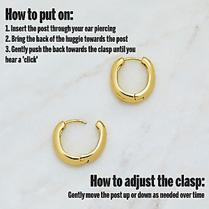 MILLA 14k Gold or Sterling Silver Hypoallergenic Huggie Earrings for Women - Y2K Preppy Lightweight Ear Huggers, 12mm