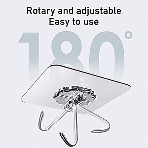 JIQGOZBAN 10 Packs Wall Hooks 13lbs(Max) Transparent Reusable Adhesive Hooks for Hanging Heavy Duty, Waterproof and Oilproof, Bathroom Kitchen Hanging Hooks