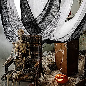5 PCS Halloween Creepy Cloth,Scary Spooky Cloth Creepy Gauze-30 x 72inch Freaky Loose Weave Creepy Cloth Fabric Scary Spooky for Halloween Party Decoration (3 Black + 2 White)