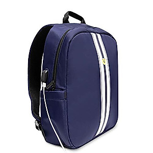 CG MOBILE Ferrari 15” Backpack PU Carbon for 15.6" MacBook up to 10.1’’ USB COONECTOR Navy (Blue With Nylon PU Carbon)