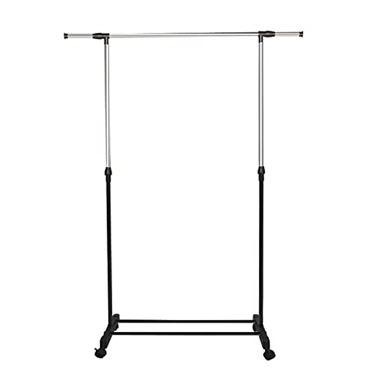 Altsuceser Clothes Drying Rack, Save Space Stainless-Steel Freestanding Shoes Clothes Laundry Drying Rack with Wheels, Adjustable Double Rod Flooring Clothes Rack Black