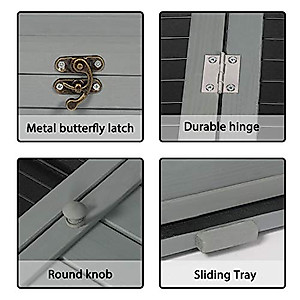 LINLUX Wooden Tortoise House Indoor Large Turtle Habitat with Weatherproof Bottom, Outdoor Reptile Cage for Small Animals, 38 Inches