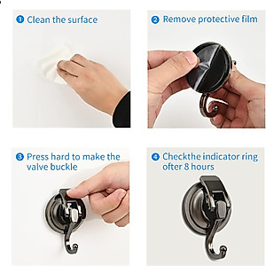 Apkhgtb Suction Shower Hooks 2 Packs Multi-Purpose Wreath Hanger Strong Suction Cup for Bathroom, Kitchen, Glass Door, Mirror, Tile – Loofah, Towel, Coat, Bath Robe Holder (Gun Grey)