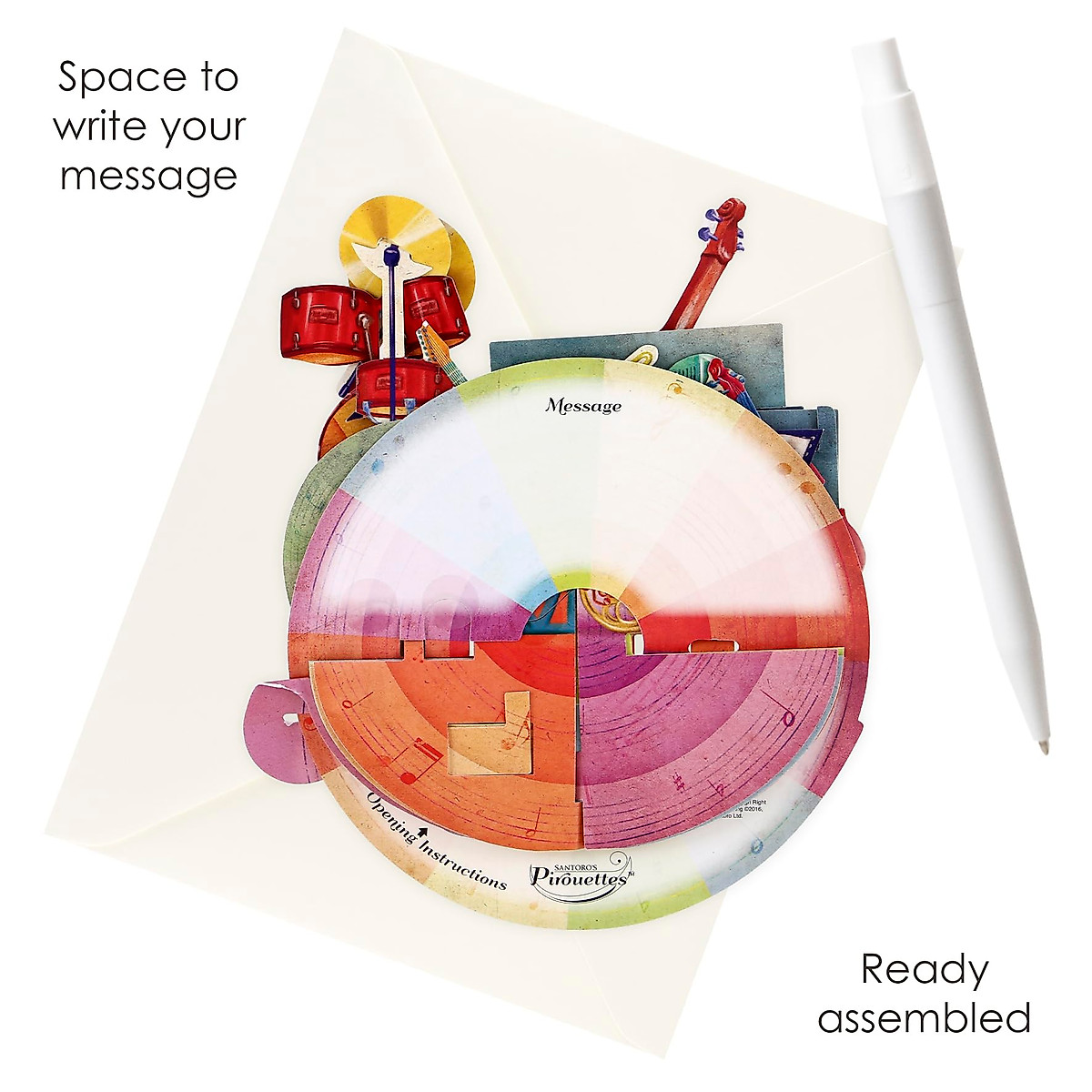 SANTORO Pirouette, 3D Pop Up Greeting Card - Music - For Her, Him, Birthday, Graduation, Thank You | Gift For Music Lovers, Musicians, Teacher