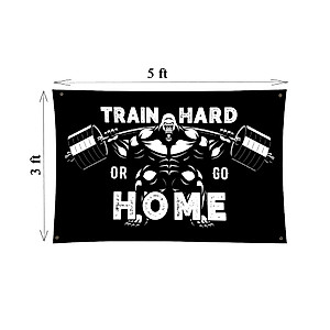 Funny Gorilla Gym Flag 3x5 Ft Train Hard or Go Home Wall Flags Durable Gym Banner Motivational Poster Gym Decor for Home Gym Garage