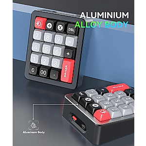 TISHLED Aluminum Mechanical Numpad Programmable Macro Keypad RGB LED Backlit Hot Swappable Number Pad 19-Key NKRO Linear Red Switches Numeric Keyboard Wired USB-C for PC/Laptop/Win/Mac, Black