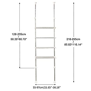 DAHOOMII Over The Washer and Dryer Storage Shelf Laundry Room Shelves Storage Laundry Organizer 4 Tie Adjustable Height Over Toilet with Hanging Rod and Side Hooks for Laundry Room, Bathroom White