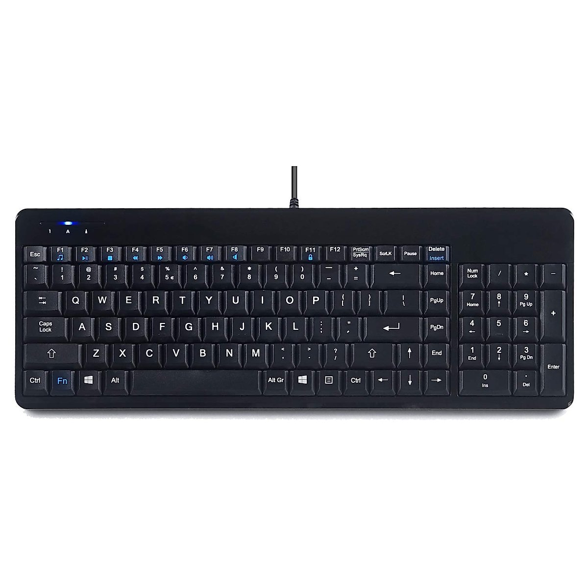 Perixx PERIBOARD-220H US, Wired Compact USB Keyboard with 2 Hubs - Build-in Numeric Keypad - Black - US English Layout, (11506)
