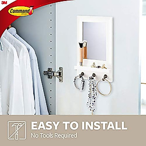 Command Mirror Organizer, Quartz, 1-Organizer with Key Hooks, 8-Medium Strips (HOM24MQ-ES), Great for dorm decor