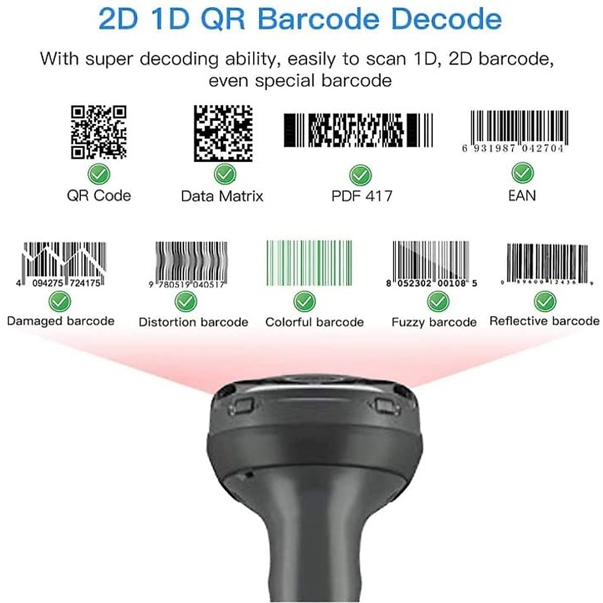 Zebra DS2278 Series Cordless Handheld Standard Range Area Imager Kit with Presentation Cradle and USB Kit, Black, 5 Pack