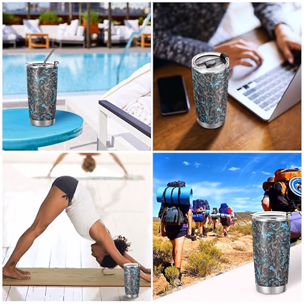 HXshaoye turquosie black turquosie Stainless Steel coffee cups with lids reusable with Lid and Straw travel travel mugs insulated for hot for outdoor travel mug 20 oz vaso térmico