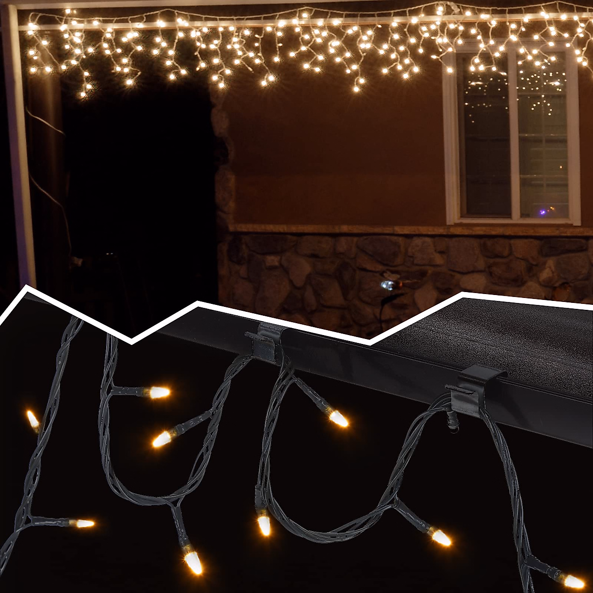 Sadnyy Christmas Lights Gutter Hooks Galvanized Holiday Roof Light Clips Xmas Hangers Outdoor Seasonal Lighting for Kitchen (50 Pcs,21 x 14.5 mm)