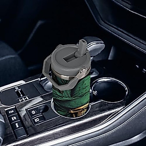 30oz Stainless Steel Insulated Tumbler with Flip Lid & Straw, Leakproof Travel Mug for Car, Pirate Skull Double Wall Vacuum Thermal Coffee Cup with Handle, Spill-Proof Design for Hot/Cold Drinks