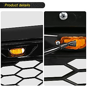 BoardRoad Front Grille Front Hood Grill Raptor Style Matte Black with 3 LED Lights Fit For 04-08 Ford F150 Including XL XLT FX2 FX4 STX XTR Flotillera Lariat King Ranch Platinum