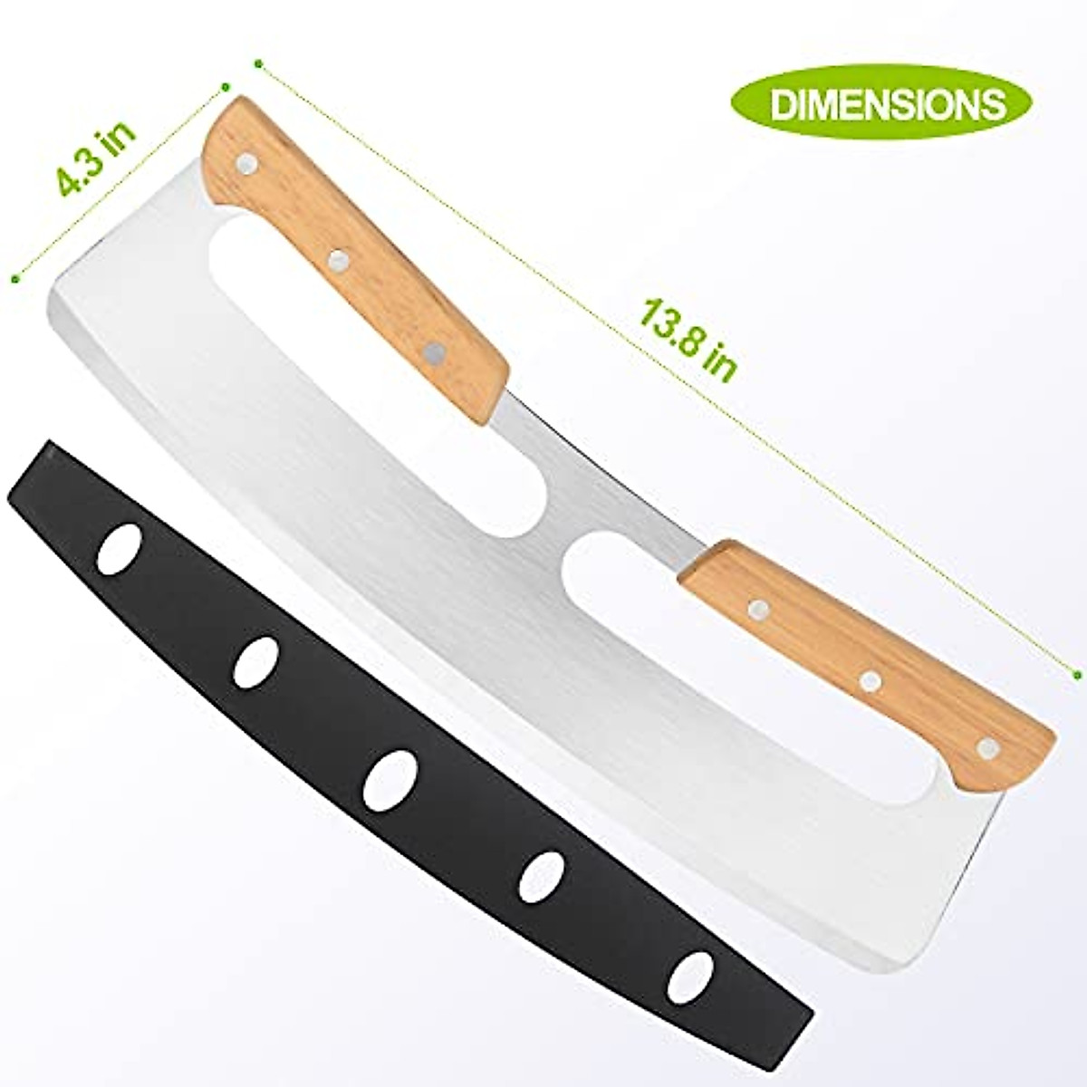 Pizza Cutter Rocker with Wooden Handles & Protective Cover by Zocy, 14" Sharp Stainless Steel Pizza Slicer Wheel, Big Pizza Knife Cutters for Kitchen Tool (14inch)