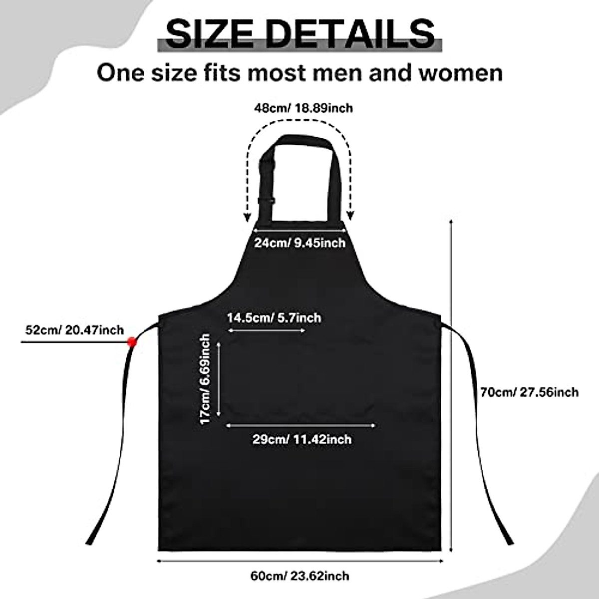 JaGely 24 Pack Adjustable Bib Apron with 2 Pockets Cooking Kitchen Aprons Black Chef Apron Water Oil Stain Resistant BBQ Work Apron for Women Men Drawing Crafting Outdoors Smock