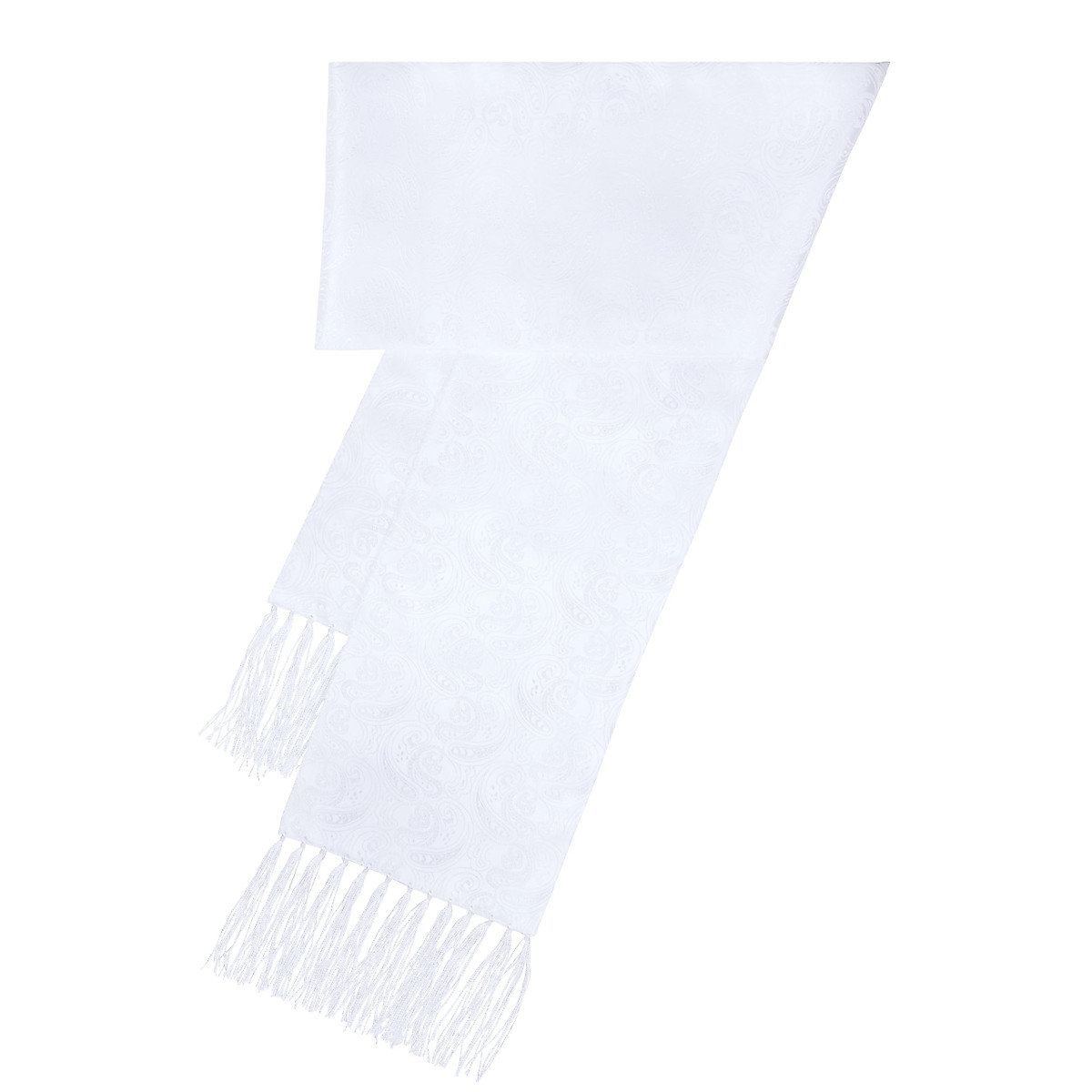 S.H. Churchill & Co. Luxurious Men's Paisley Scarf - Elegant, Soft Silk Blend, Classic Design for Sophisticated Style & Warmth - White