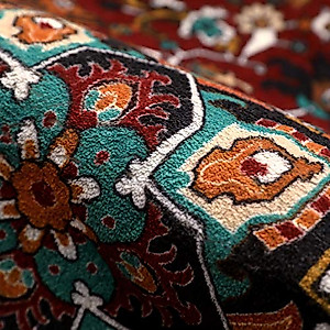 YoKii Southwest Persian Oriental Bathroom Rug Shaggy Soft Faux Wool Rubber Backing Non-Slip Bath Mat Boho Vintage Tribal Traditional Shag Bath Rugs Floral Medallion Washable (Red, 16 x 24)