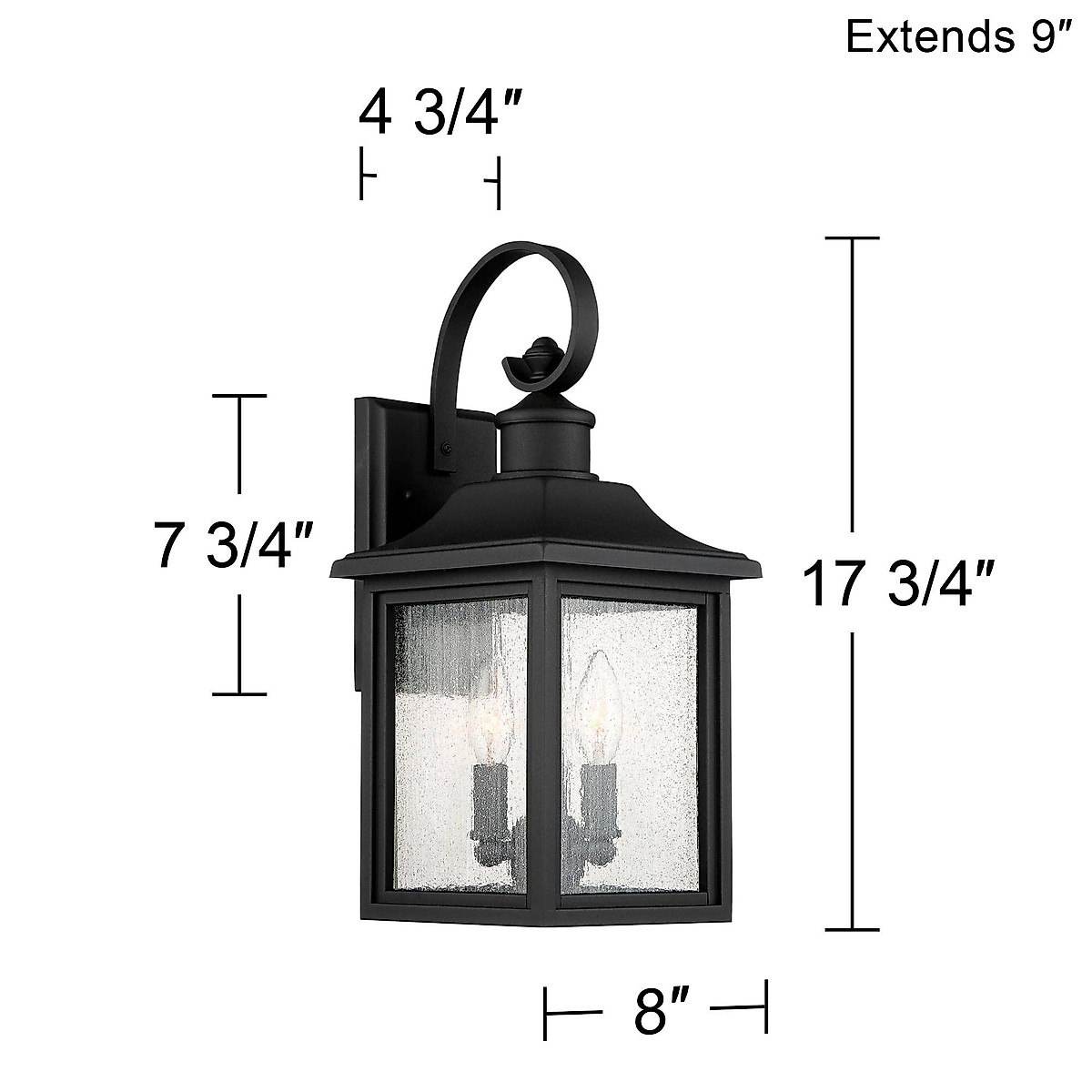 John Timberland Moray Bay Industrial Outdoor Wall Light Fixture Black Steel 17 3/4" Clear Seedy Glass Lantern for Exterior House Porch Patio Outside Deck Garage Yard Front Door Garden Home