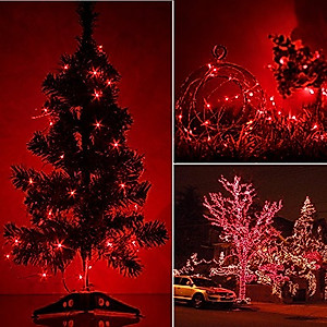 ER CHEN Red Fairy Lights Plug in, 66ft 200 LED Starry String Lights Dimmable with Remote Control, Waterproof Copper Wire Decorative Lights for Bedroom, Patio, Garden, Yard, Party （Red）