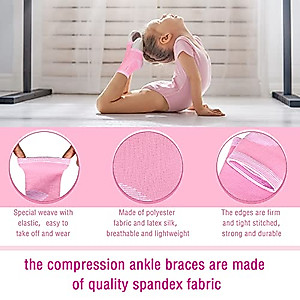2 Pairs Kids Ankle Brace Set Foot Support Stabilizer Wraps Protector Guard Knitted Ankle Sleeve Sock Support Ankle Support Pink Ankle Brace for Kids Ankle Compression Socks for Injury Prevention