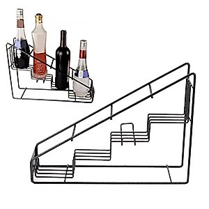 Stainless Steel Wire Wine Bottle Holder, 4 Compartments Syrup Bottle Holder, Wire Spice Rack Countertop for Home, Kitchen