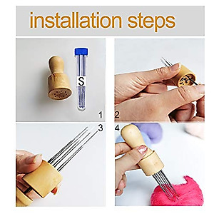 IMZAY Needle Felting Tools, Wool Felting Supplies, Needle Felting Kit with 60 Pcs Needles Felting Needles, Foam Mat, Wooden Handle, Scissors, Perfect for DIY Felting Wool Projects