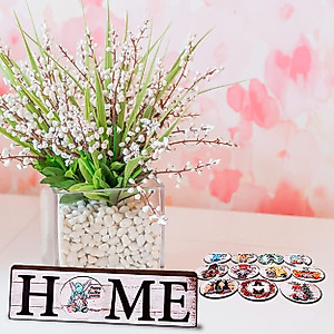 Baisnuo Home Gnome Signs Decor, interchangeable sign with 12 Pieces Holiday Wooden Table Top Shelf Decor for Front Porch Wall Outside Garden Indoor seasonal decorations